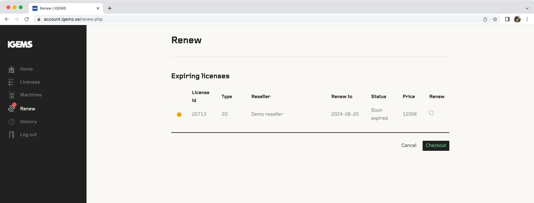 Renew your subscription license – IGEMS Support center